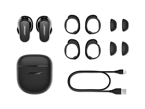 Bose QuietComfort Earbuds II, Triple Black, with Alternate Eartip Sizing Kit