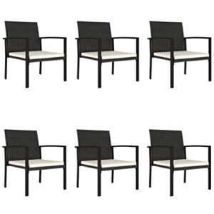 YUHI-HQYD 7 Piece Patio Dining Set,Balcony Bar,Party Furniture,Comfortable Casual Furniture,Suitable for Balcony, Deck, Backyard, Patio, Garden, Poolside, etc. Poly Rattan Black