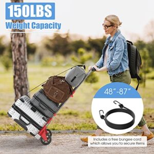 Goplus Folding Hand Truck, Lightweight Dolly Cart with Bungee Cord, Telescoping Handle, 2 Wheels, Portable Hand Cart for Office Home, Foldable Hand Truck Dolly