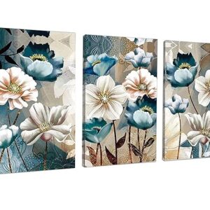 YALKIN 3 Packs Paint by Number for Adults Beginners on Canvas, Paint by Numbers Flowers, Flower Painting by Number Perfect for Gift Home Wall Decor(3 Pack,12x16inch)