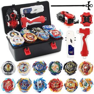 pwtao bey battling top burst launcher grip toy blade set game storage box 12 top burst gyros 2 launchers great birthday gift for boys children kids