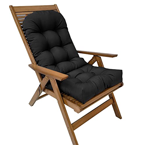 Rocking Chair Cushion Pad, Water Resistant Patio Chair Cushion for Adirondack Chair High Back Indoor Outdoor Soft Thickened Patio Chaise Lounger Cushion Overstuffed Patio Chair Cushion (Black)