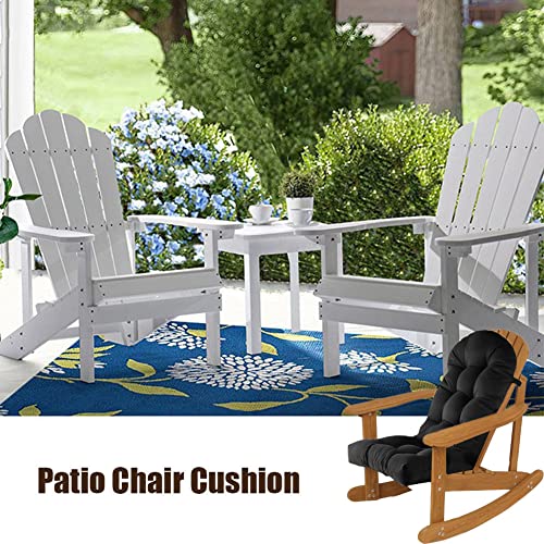 Rocking Chair Cushion Pad, Water Resistant Patio Chair Cushion for Adirondack Chair High Back Indoor Outdoor Soft Thickened Patio Chaise Lounger Cushion Overstuffed Patio Chair Cushion (Black)