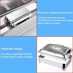 Food Warmers for Parties Buffets Electric, Electric Chafing Dish Buffet Set with Clear Glass Hydraulic Covers, Stainless Steel Buffet Server and Adjustable Temperature Warming Tray 35°c~80°c, 9l(Siz