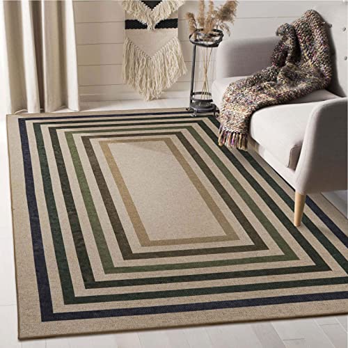 Lahome Modern Geometric Easy Jute Rug, Washable 5x7 Rug Indoor Outdoor Rugs Farmhouse Large Dining Room Bedroom Rug, Contemporary Throw Mat Non Slip Natural Area Rug for Backyard Office RV