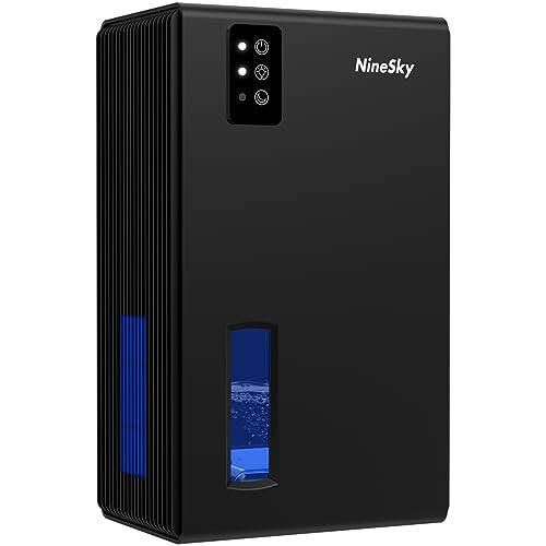 NineSky Dehumidifier for Home, 85 OZ Water Tank, (800 sq.ft) Dehumidifiers for Bathroom, Bedroom with Auto Shut Off, 7 Colors LED Light(Black)