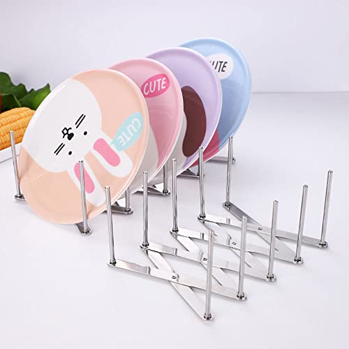 Kitchen Dish Plate Pot Lid Organizer Holder Adjustable Length Stainless Steel Chopping Board Organizer Stand Holder for Pan Lids, Plates, Dishes, Cutting Boards