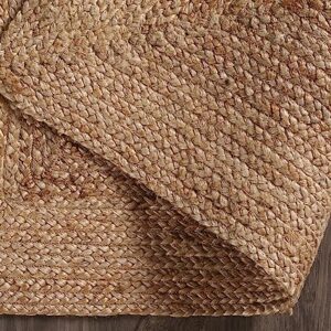 Jute Braided Natural Rug 2’X3' -Natural Linen Colour, Hand Woven & Reversible for Living Room Kitchen Entryway Rug, Jute Burlap Braided Rag Rug 24x36 inch, Farmhouse Rag Rug, Rustic Rug