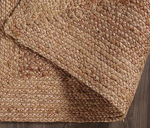 Jute Braided Natural Rug 2’X3' -Natural Linen Colour, Hand Woven & Reversible for Living Room Kitchen Entryway Rug, Jute Burlap Braided Rag Rug 24x36 inch, Farmhouse Rag Rug, Rustic Rug