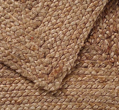 Jute Braided Natural Rug 2’X3' -Natural Linen Colour, Hand Woven & Reversible for Living Room Kitchen Entryway Rug, Jute Burlap Braided Rag Rug 24x36 inch, Farmhouse Rag Rug, Rustic Rug