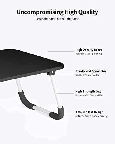 Ruxury Folding Lap Desk Laptop Stand Bed Desk Table Tray, Breakfast Serving Tray, Portable & Lightweight Mini Table, Lap Tablet Desk for Sofa Couch Floor - Black