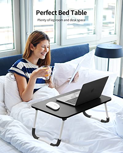 Ruxury Folding Lap Desk Laptop Stand Bed Desk Table Tray, Breakfast Serving Tray, Portable & Lightweight Mini Table, Lap Tablet Desk for Sofa Couch Floor - Black