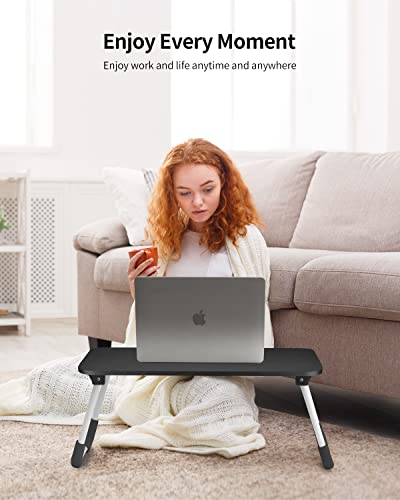 Ruxury Folding Lap Desk Laptop Stand Bed Desk Table Tray, Breakfast Serving Tray, Portable & Lightweight Mini Table, Lap Tablet Desk for Sofa Couch Floor - Black