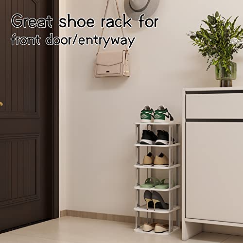 Haiice Shoe Rack Storage Organizer, 6-Tier Stackable Shoe Racks, Vertical Adjustable Shoe Stand Rack for Entryway, Living Room, Garage