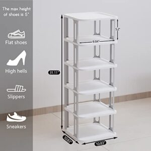 Haiice Shoe Rack Storage Organizer, 6-Tier Stackable Shoe Racks, Vertical Adjustable Shoe Stand Rack for Entryway, Living Room, Garage