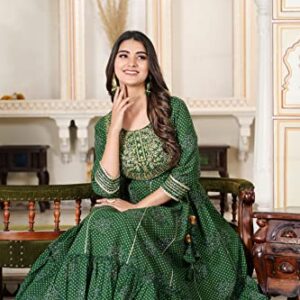 Cotton Anarkali Indian Kurti For Women Pakistani Wedding/Party Wear Designer Style Anarkali Suit for Womens (GREEN-XL)