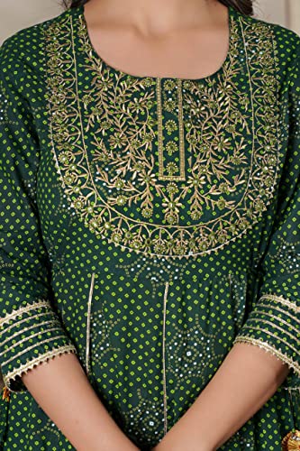 Cotton Anarkali Indian Kurti For Women Pakistani Wedding/Party Wear Designer Style Anarkali Suit for Womens (GREEN-XL)