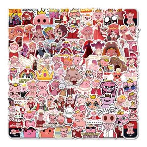 100pcs technoblades game pink pig cute vinyl cartoon stickers for kids girls boys teens adults for water bottles laptop phone journaling for birthday party supplies halloween decoration favors