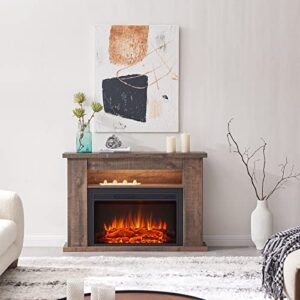 LegendFlame® Barron Electric Fireplace with 51" Storage Shelf Mantel Surround and Jaden 31" Insert, Rustic Dark Oak