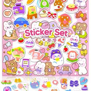 Benresive 1000 Pcs Cute Stickers for Kids, Water Bottle Stickers Kawaii Waterproof Vinyl Scrapbook Phone Laptop Stickers, 100 Sheets Journaling Aesthetic Sticker Packs for Girls Teens（Pink）