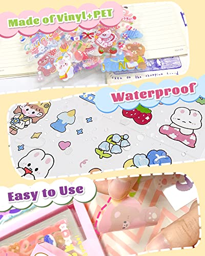 Benresive 1000 Pcs Cute Stickers for Kids, Water Bottle Stickers Kawaii Waterproof Vinyl Scrapbook Phone Laptop Stickers, 100 Sheets Journaling Aesthetic Sticker Packs for Girls Teens（Pink）