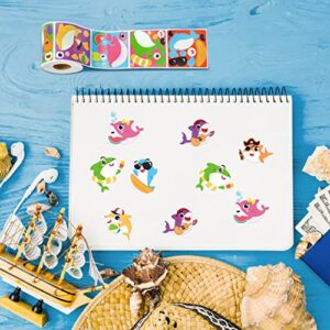 Haooryx 300pcs Ocean Animal Make A Shark Stickers Roll Funny Make Your Own Sea Creature Sticker Mix and Match Shark DIY Sticker for Water Bottles Laptop Kids Birthday Party Favors