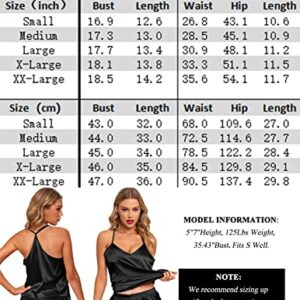 Anjue Womens Lingerie Sets Ruffle Silk Sleepwear Racerback Cami Shorts Pajamas Sets Loungwear(Black,L)