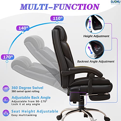 Massage Office Chair, Big and Tall Ergonomic Office Chair 350lb Wide Seat Desk Chair with Massage High Back PU Leather Computer Chair Executive Work Chair with Wheels