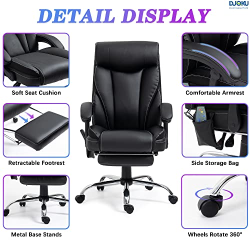 Massage Office Chair, Big and Tall Ergonomic Office Chair 350lb Wide Seat Desk Chair with Massage High Back PU Leather Computer Chair Executive Work Chair with Wheels