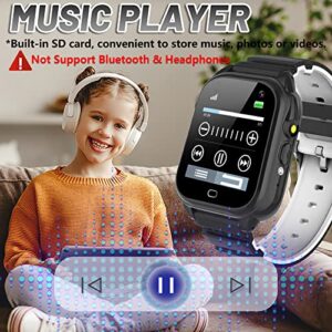 Waterproof Kids Game Smart Watch with 26 Puzzle Game HD Touchscreen Camera Video Music Player Pedometer Alarm Clock Flashlight Educationals Learning Toys for Girls Boys 3-12 Years Old (Black)