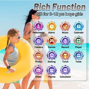 Waterproof Kids Game Smart Watch with 26 Puzzle Game HD Touchscreen Camera Video Music Player Pedometer Alarm Clock Flashlight Educationals Learning Toys for Girls Boys 3-12 Years Old (Black)