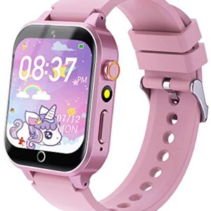 Smart Watch for Kids with Video Camera Music Player Educational Birthday Gifts for 6 7 8 9 10 11 12 Year Old Boys (Pink)