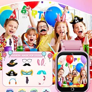 Smart Watch for Kids with Video Camera Music Player Educational Birthday Gifts for 6 7 8 9 10 11 12 Year Old Boys (Pink)