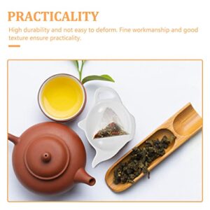 BESTonZON Decorative Tray 2 Pcs Ceramic Tea Bag Holder Teapot Shaped Teabag Coaster Tray Tea Bag Saucer Seasoning Dish for Home Kitchen White Decorative Trays