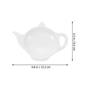 BESTonZON Decorative Tray 2 Pcs Ceramic Tea Bag Holder Teapot Shaped Teabag Coaster Tray Tea Bag Saucer Seasoning Dish for Home Kitchen White Decorative Trays