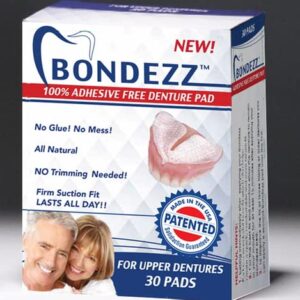 Bondezz Adhesive Free Denture Pads | Upper Denture | 30 Pack | Secure & Comfortable Fit | No Glue/No Mess | All Day Suction | Denture Glue Alternative | Safe, Natural & Non-Toxic