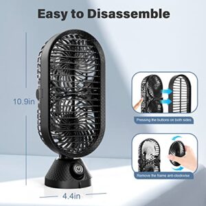 HEGGCOOE Desk Fan Oscillating Fan, Portable USB Tower Fan with Stepless Speed, Dual Air Circulation,120° Oscillation, 11 inch Personal Quiet Table Cooling Fan for Home Office Bedroom Desktop