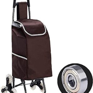 Shopping Trolley on Wheels Portable Convenient Trolleys Lightweight 3 Angle Wheel Climbing Shopping Cart Wheel Rolling Push Trolly Waterproof Bag Coffee Color Lucar