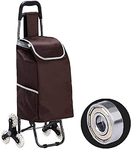 Shopping Trolley on Wheels Portable Convenient Trolleys Lightweight 3 Angle Wheel Climbing Shopping Cart Wheel Rolling Push Trolly Waterproof Bag Coffee Color Lucar