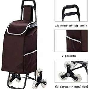 Shopping Trolley on Wheels Portable Convenient Trolleys Lightweight 3 Angle Wheel Climbing Shopping Cart Wheel Rolling Push Trolly Waterproof Bag Coffee Color Lucar