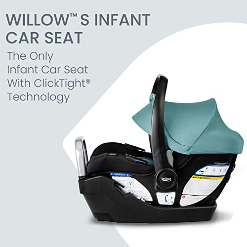 Britax Willow S Infant Car Seat with Alpine Base, ClickTight Technology, Rear Facing Car Seat with RightSize System, Jade Onyx