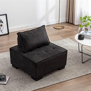 JURMALYN Modern Single Couch, Square Modular Sectional Couch, Floor Sofa Chair, Free Combination Sectional Sofa with Removable Back Cushions Tofu Sofa Small Single Couch for Bedroom Corner Black