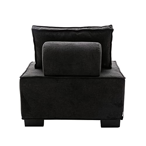 JURMALYN Modern Single Couch, Square Modular Sectional Couch, Floor Sofa Chair, Free Combination Sectional Sofa with Removable Back Cushions Tofu Sofa Small Single Couch for Bedroom Corner Black