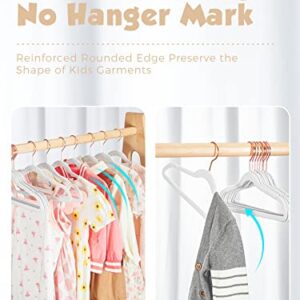 Smartor Kids Velvet Hangers 50 Pack, 14'' Inch Premium Non Slip Kids Felt Hangers for Closet, Space Saving Toddler Clothes Hanger for Youth's Childrens' Clothes Shirts, Pants, Dresses - White