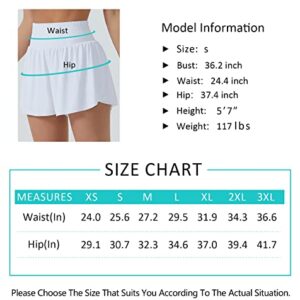 THE GYM PEOPLE Women's High Waisted Flowy Running Shorts Butterfly 2 in 1 Athletic Workout Skirt Shorts Black