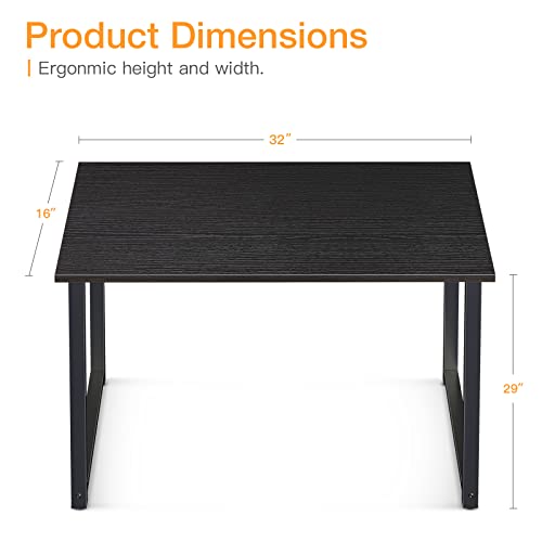 Coleshome 32 Inch Computer Desk, Modern Simple Style Desk for Home Office, Study Student Writing Desk, Black