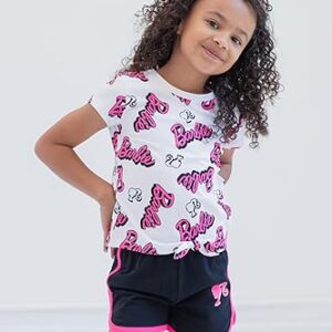 Barbie Big Girls T-Shirt and Dolphin Active Shorts Outfit Set Pink/Black 10-12