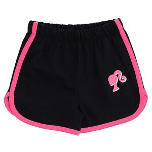 Barbie Big Girls T-Shirt and Dolphin Active Shorts Outfit Set Pink/Black 10-12