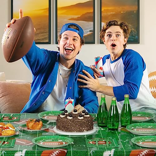 DECORLIFE 3 Pack Football Tablecloths, 108 x 54 Inch Football Themed Table Covers Football Party Decorations