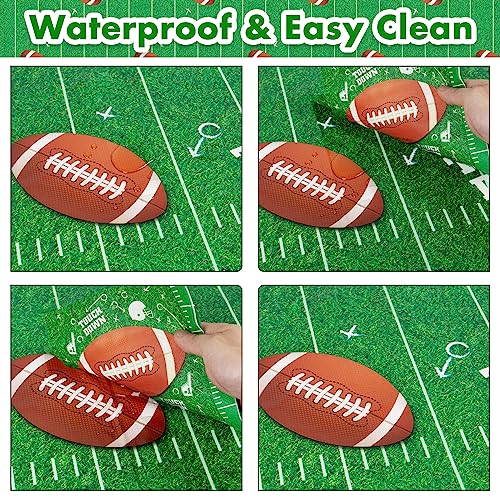 DECORLIFE 3 Pack Football Tablecloths, 108 x 54 Inch Football Themed Table Covers Football Party Decorations